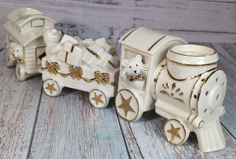 Mikasa Fine Porcelain Train Holiday Elegance 3 Piece Interlocking Train ...