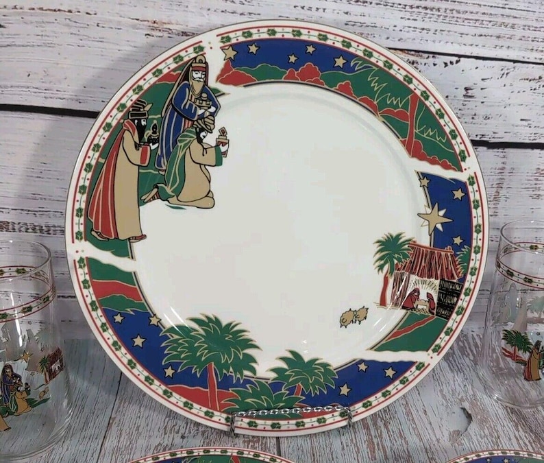 Rare Vintage Nativity Scene Dinner Dessert Plates Christmas Gibson Lot ...