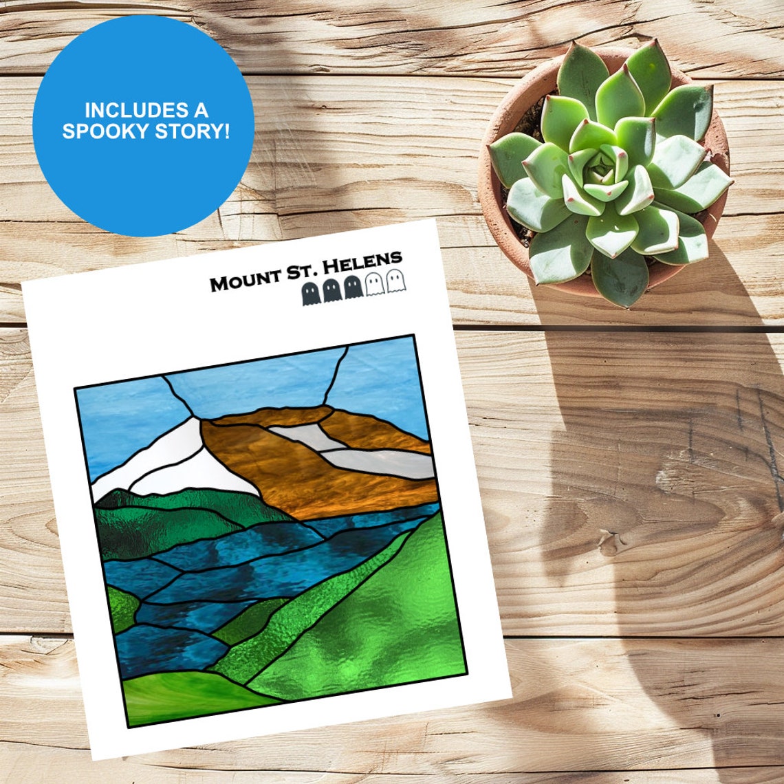 WA Volcano Series Stained Glass Patterns - Etsy