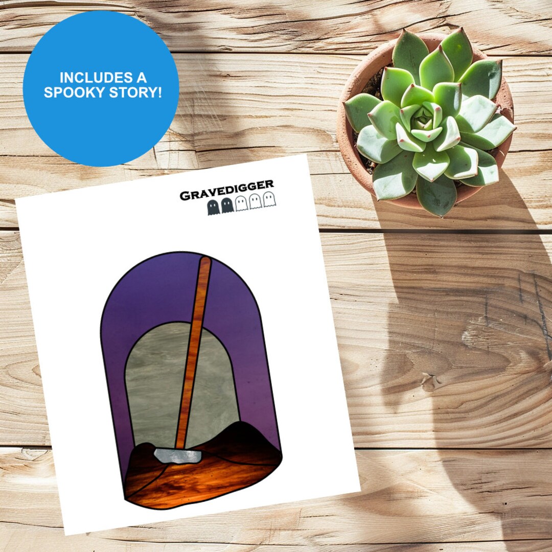 Gravedigger Stained Glass Pattern & Spooky Story - Etsy