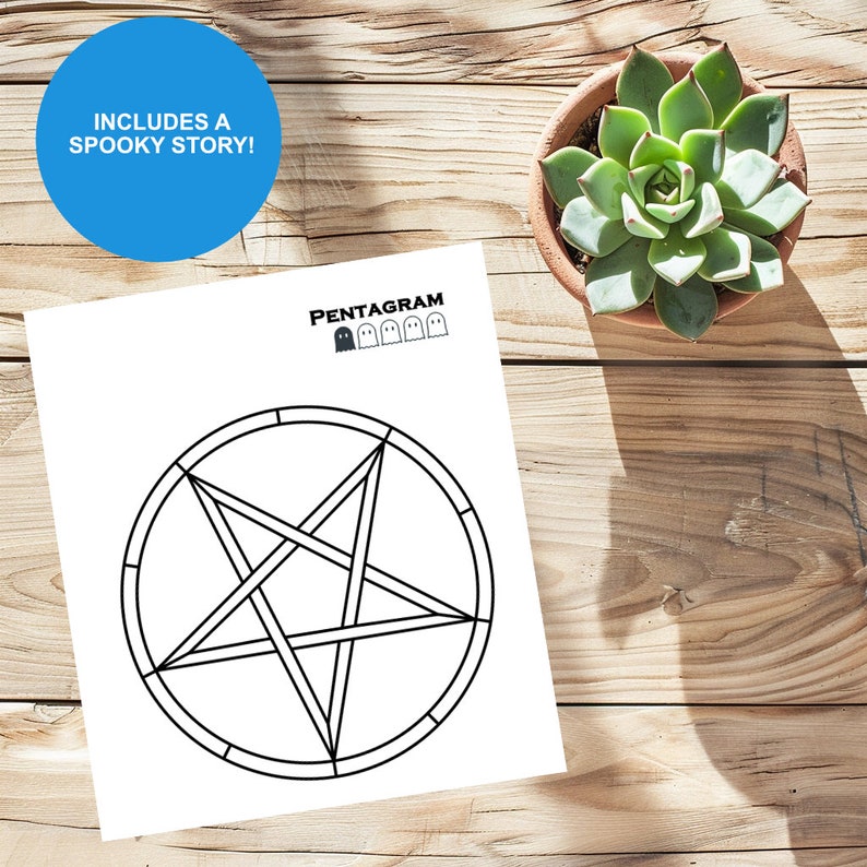 Pentagram Stained Glass Pattern & Spooky Story - Etsy