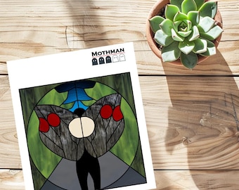 Stained Glass Mothman, Stained Glass Cryptid Pattern, Digital Download ...