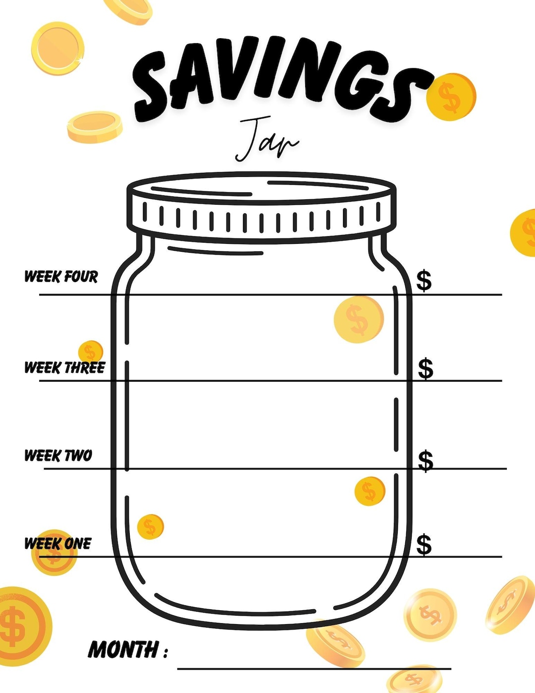 Monthly Savings Jar Tracker | Printable Savings Goal Planner | A5, A4 ...