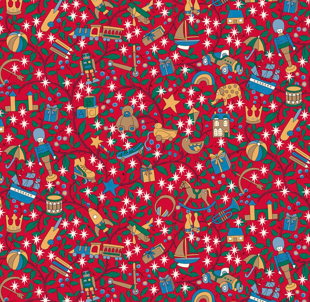 Christmas Magical Forest Red Liberty of London Tana Cotton Lawn Fabric ...