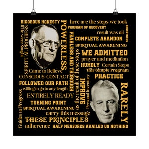 Alcoholics Anonymous Co-founders Poster, AA How It Works, 12 Steps ...