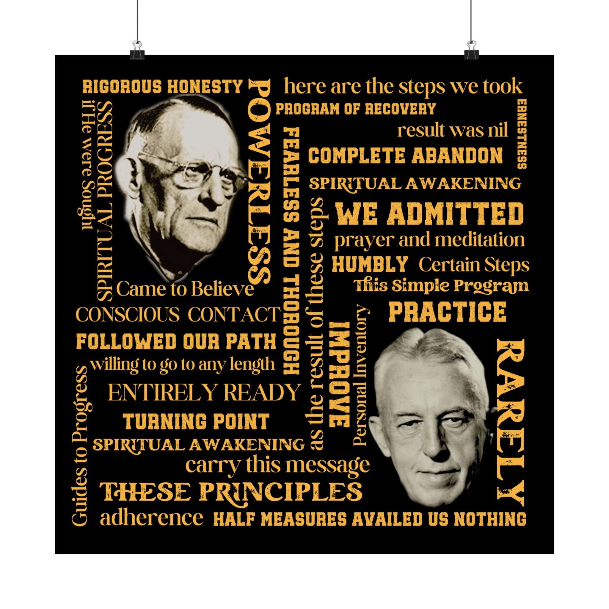 Alcoholics Anonymous Co-founders Poster, AA How It Works, 12 Steps ...