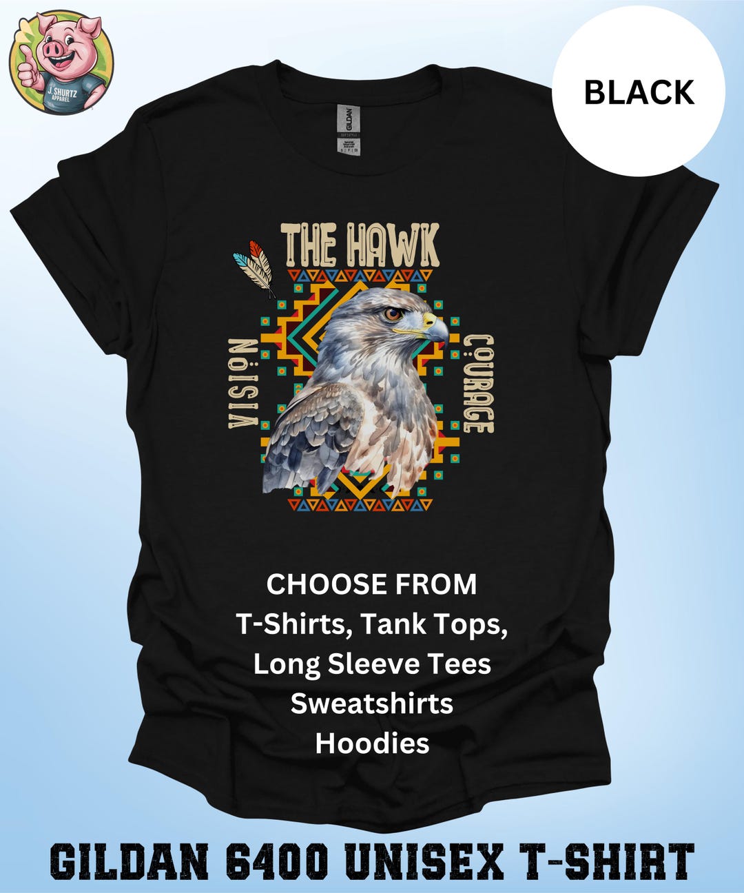 Hawk Native American Totem Shirt, Native American Zodiac, Totem Animals ...