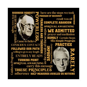 Alcoholics Anonymous Co-founders Poster, AA How It Works, 12 Steps ...