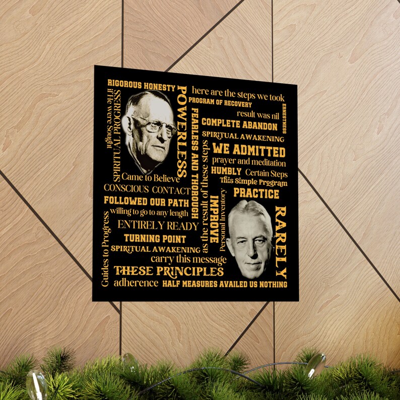 Alcoholics Anonymous Co-founders Poster, AA How It Works, 12 Steps ...