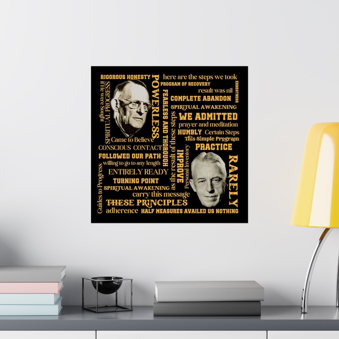 Alcoholics Anonymous Co-founders Poster, AA How It Works, 12 Steps ...