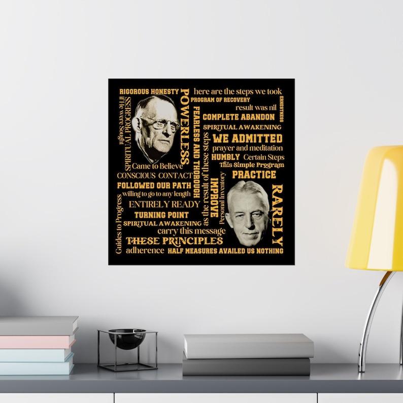 Alcoholics Anonymous Co-founders Poster, AA How It Works, 12 Steps ...