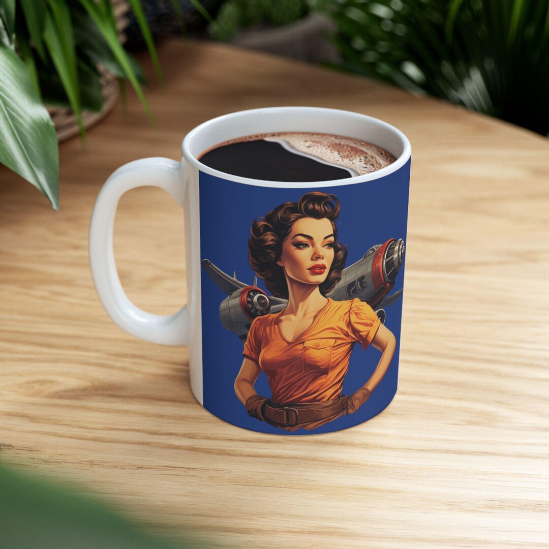 Retro Pin-up Girl Coffee Mug Classic Americana WWII Style, 11oz 15oz ...