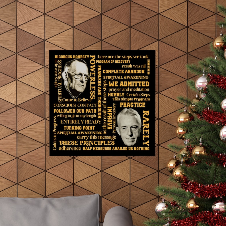 Alcoholics Anonymous Co-founders Poster, AA How It Works, 12 Steps ...