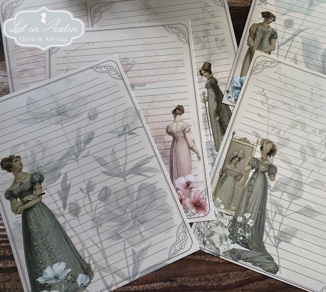 Jane Austen Regency Ladies Writing Paper, Lined Paper, Instant Digital ...