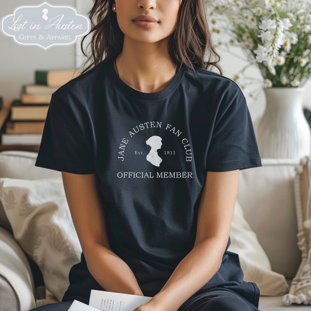 Jane Austen Fan Club Jersey Short Sleeve Tee, Bookish Bookworm Gift ...