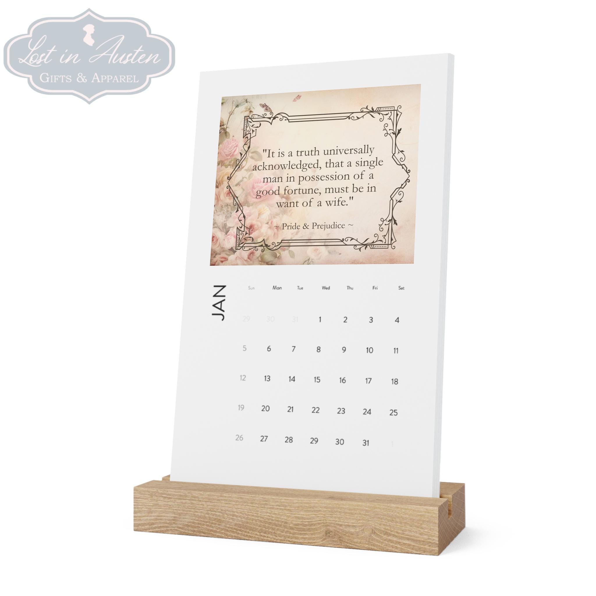 Jane Austen Quotes Vertical Desk Calendar 2025, Pride and Prejudice ...