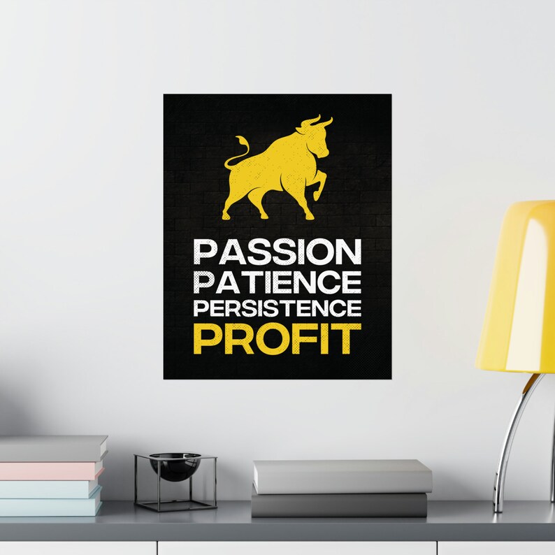 Trading Bull Profit Digital Poster Investor Art, Motivational Print ...