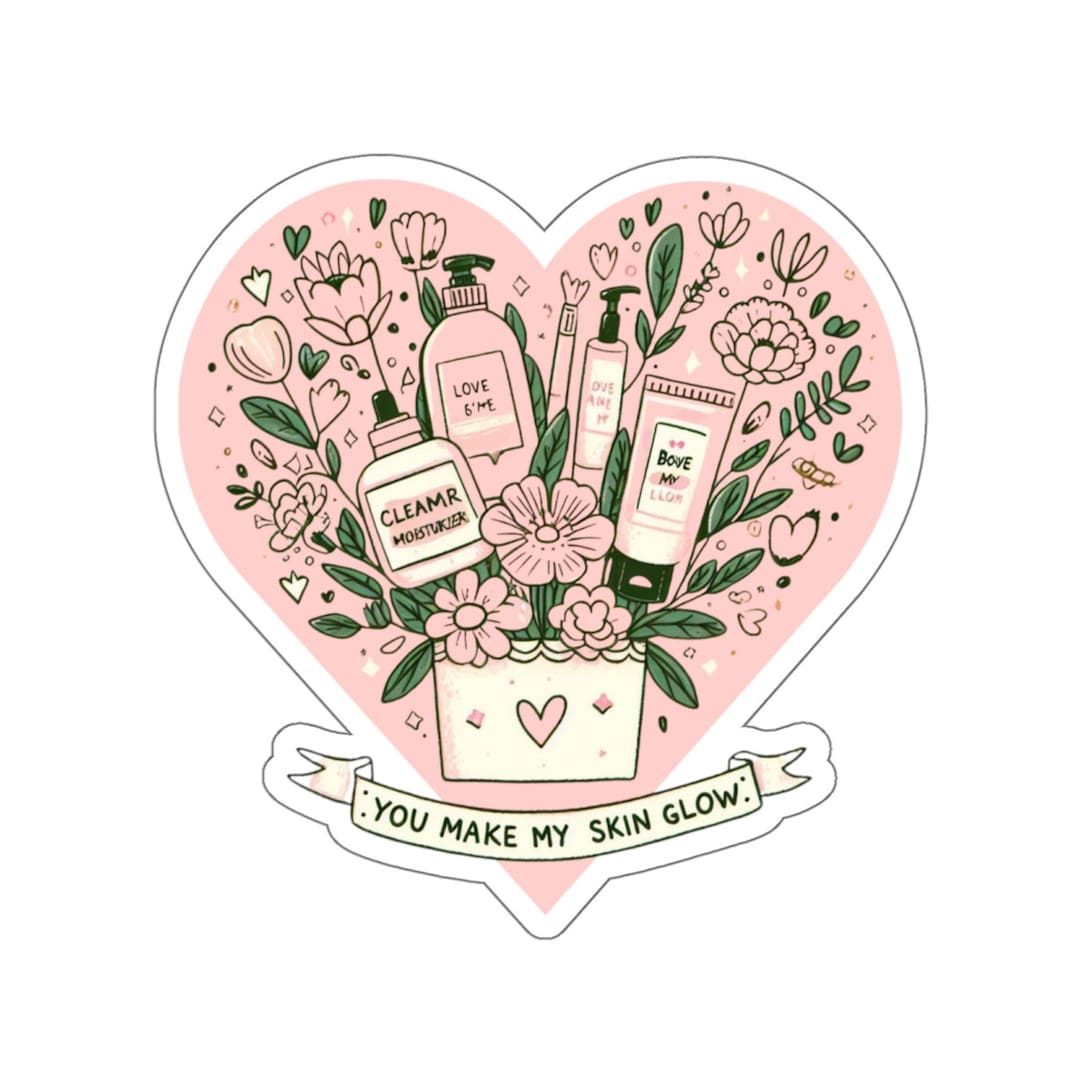 Pink Heart Skin Care and Beauty Esthetician Sticker for Couples Funny ...