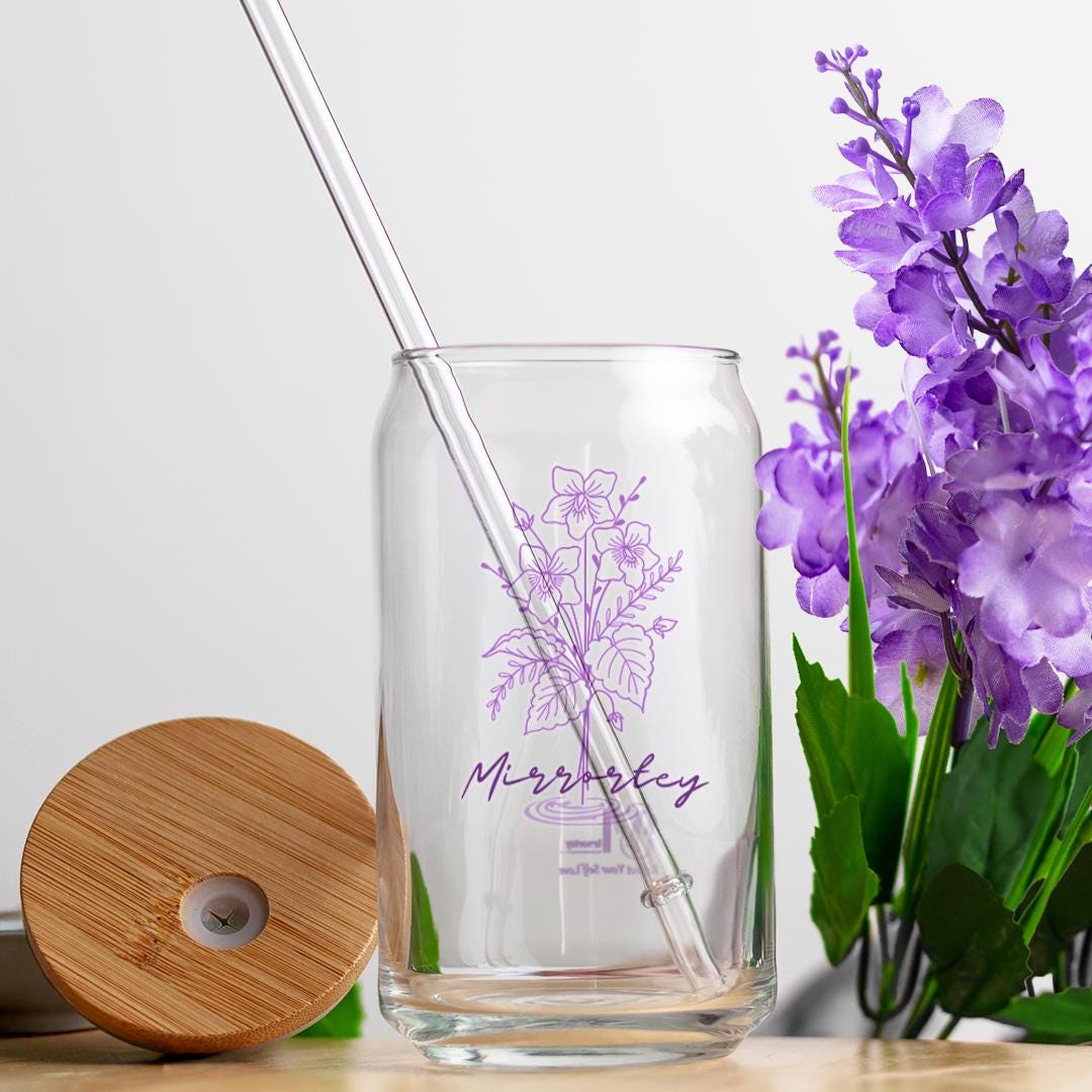 Violet Custom Name Birth Flower Glass Tumbler Personalized February ...