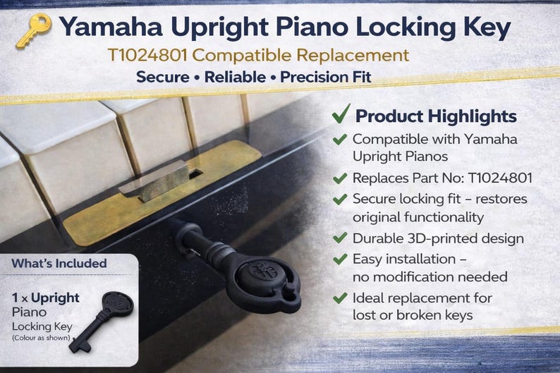 Yamaha Upright Piano Locking Key T1024801 Compatible Replacement ...