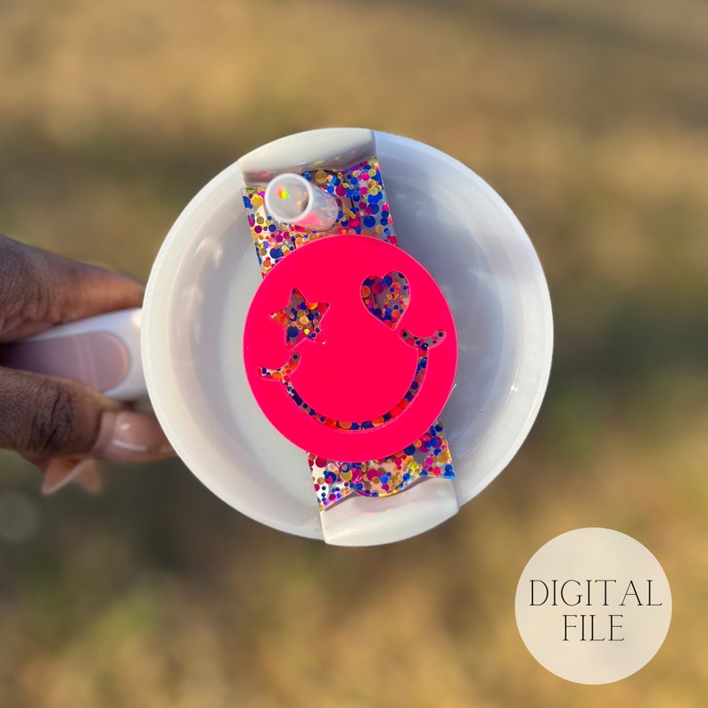 Smiley Face Stanley Topper SVG File, Digital File, Glowforge Cut File ...