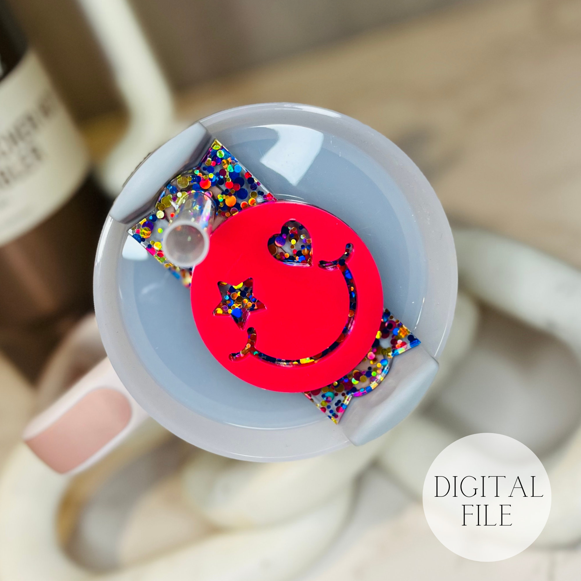 Smiley Face Stanley Topper SVG File, Digital File, Glowforge Cut File ...