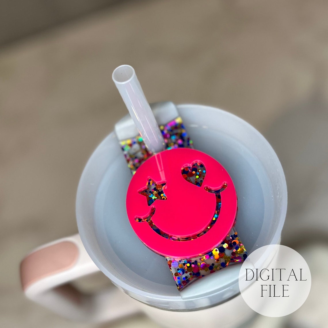 Smiley Face Stanley Topper SVG File, Digital File, Glowforge Cut File ...