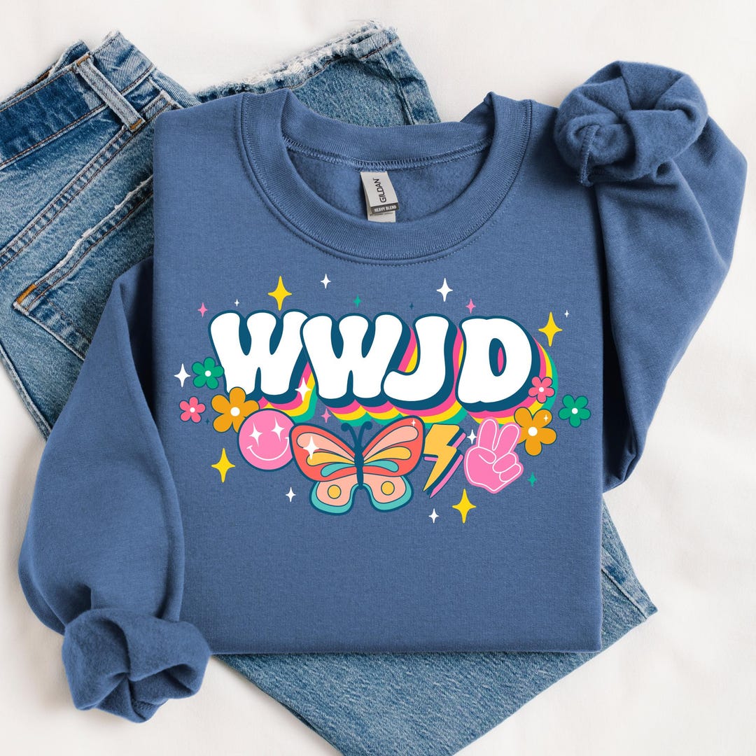 WWJD - Rainbow Emoji Floral Girlie Era - Png for DTF Shirts, Cards, and ...