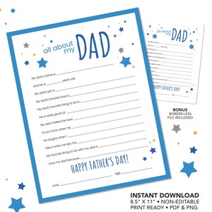 Father's Day Printable // Father's Day Questions // Printable ...