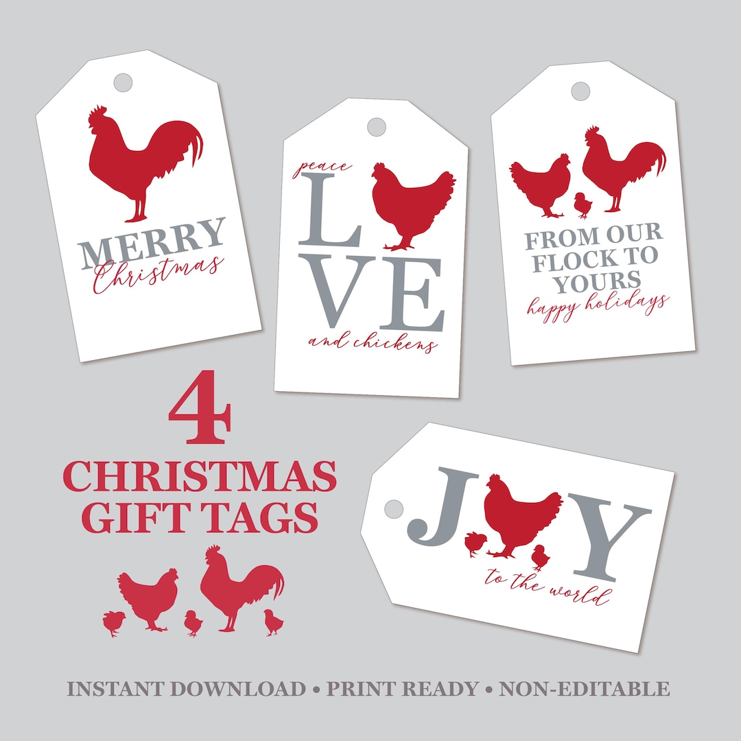 Chicken Christmas Gift Tags // Printable Gift Tags // Chicken Lover ...