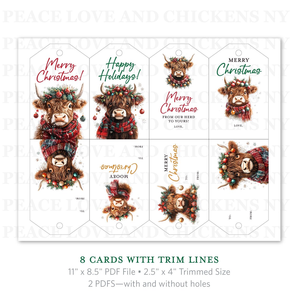 Cow Christmas Gift Tags // Cow Christmas Tags // Printable Cow Gift ...