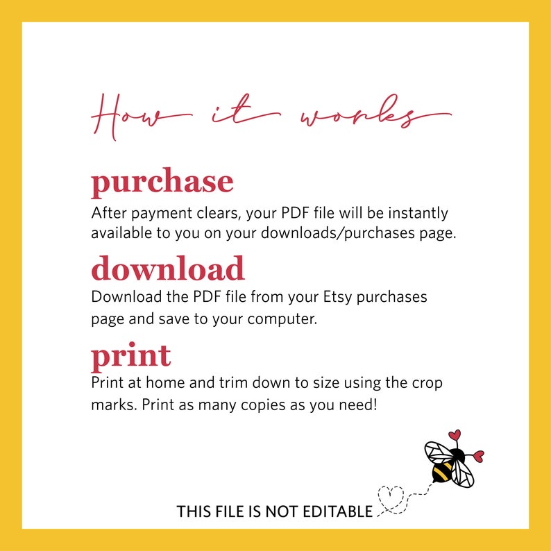 Bee Valentines Day Cards (set of 6) for Kids Classroom, Printable ...