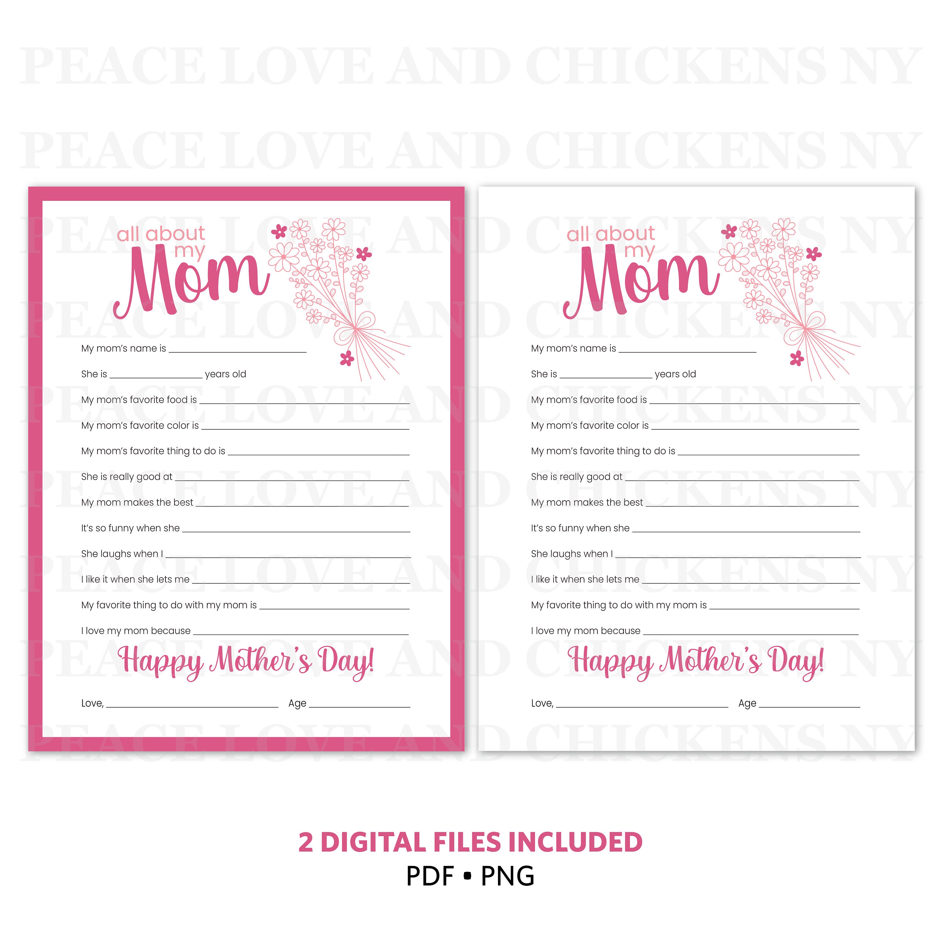 All About My Mom Printable Worksheet // Mother's Day Classroom ...