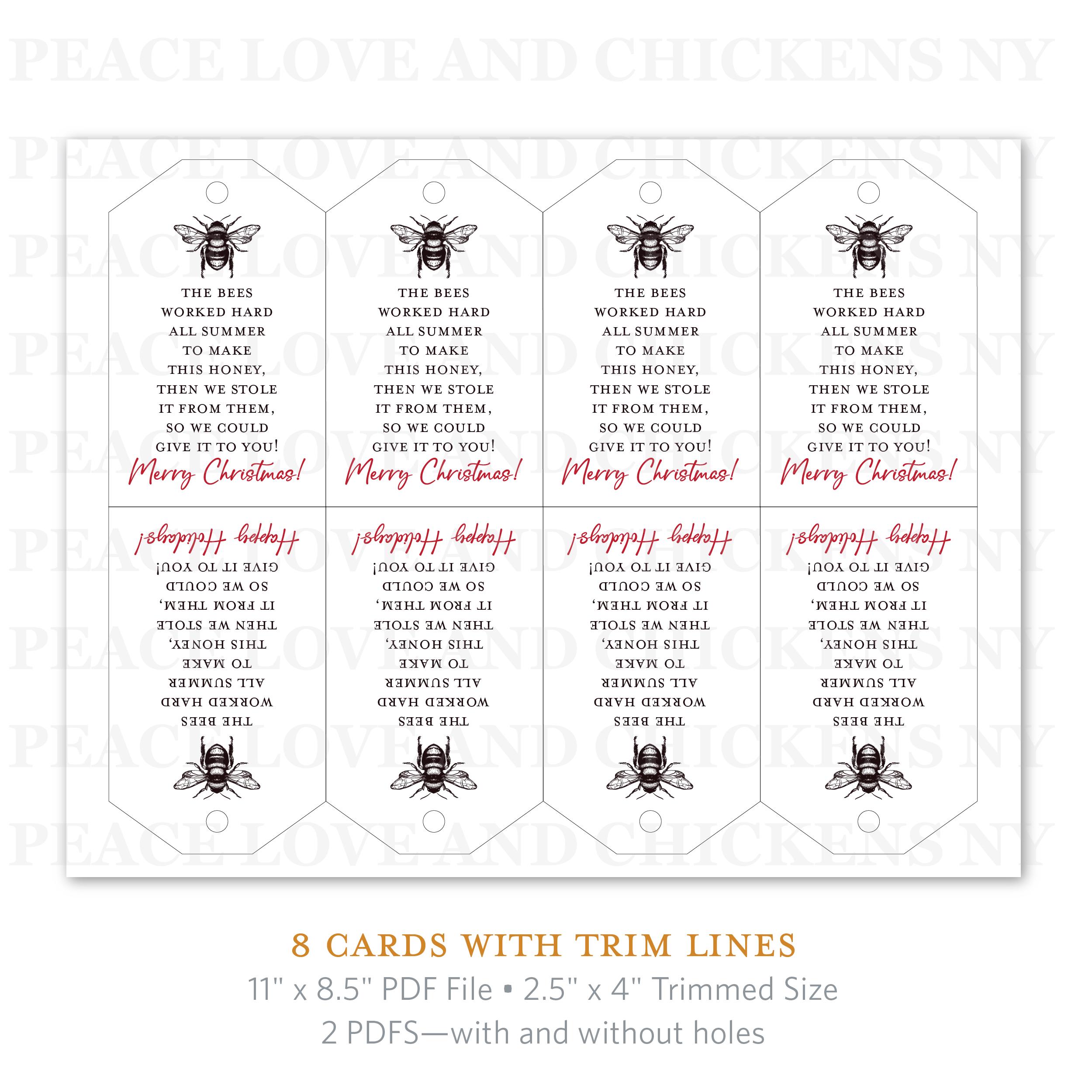 Honey Gift Tag // Printable Honey Gift Tag // Holiday Honey ...