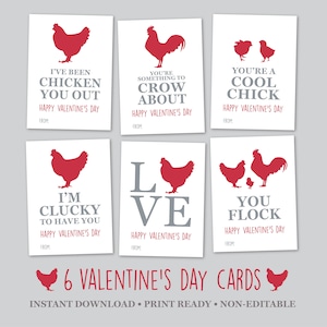Printable Chicken Valentines (set of 6) - Etsy