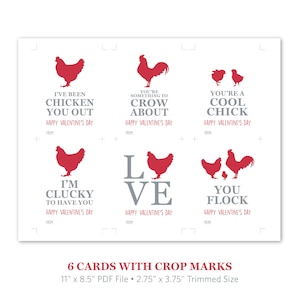 Printable Chicken Valentines (set of 6) - Etsy