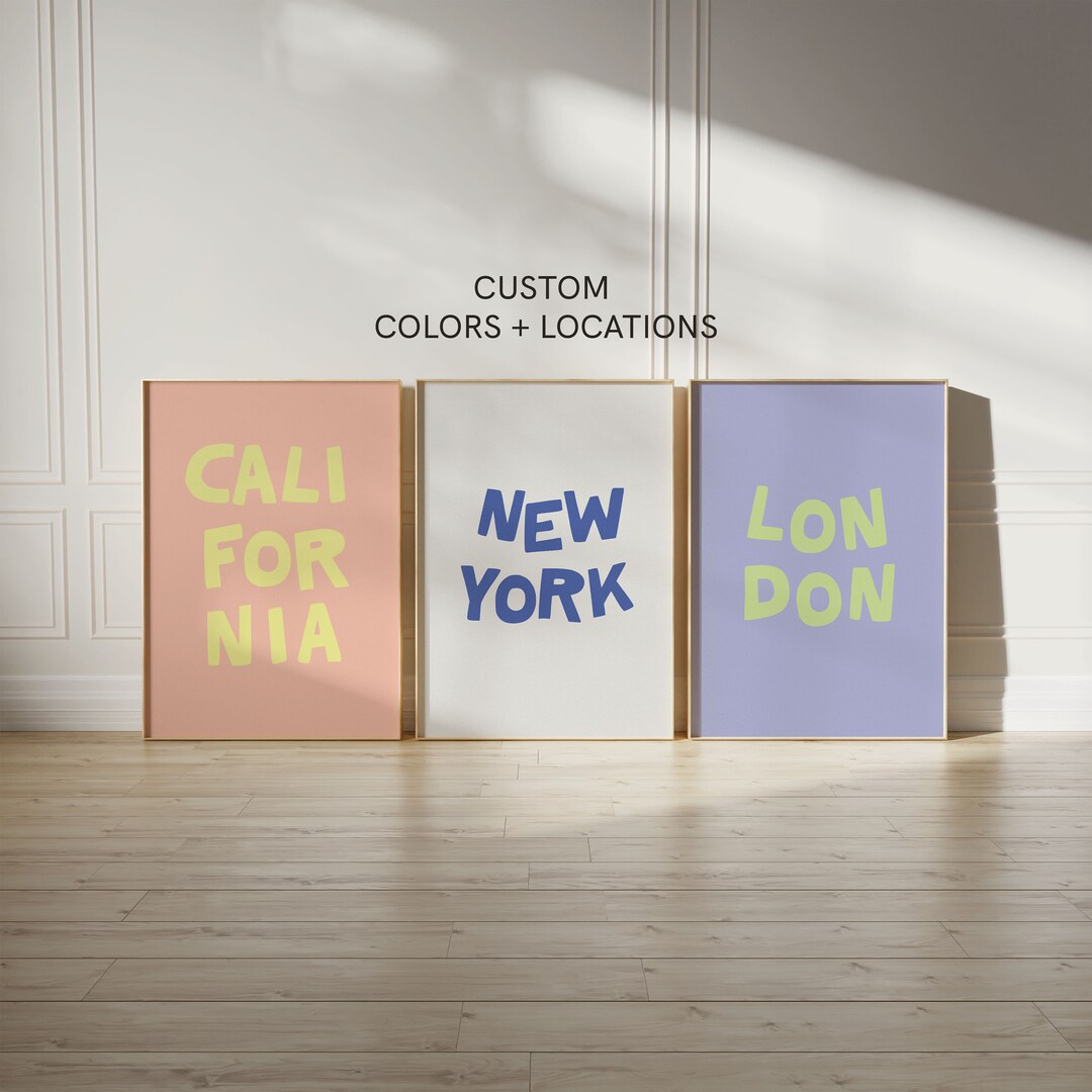 Custom City State Location | Digital Poster Print | Unique Retro Wall ...