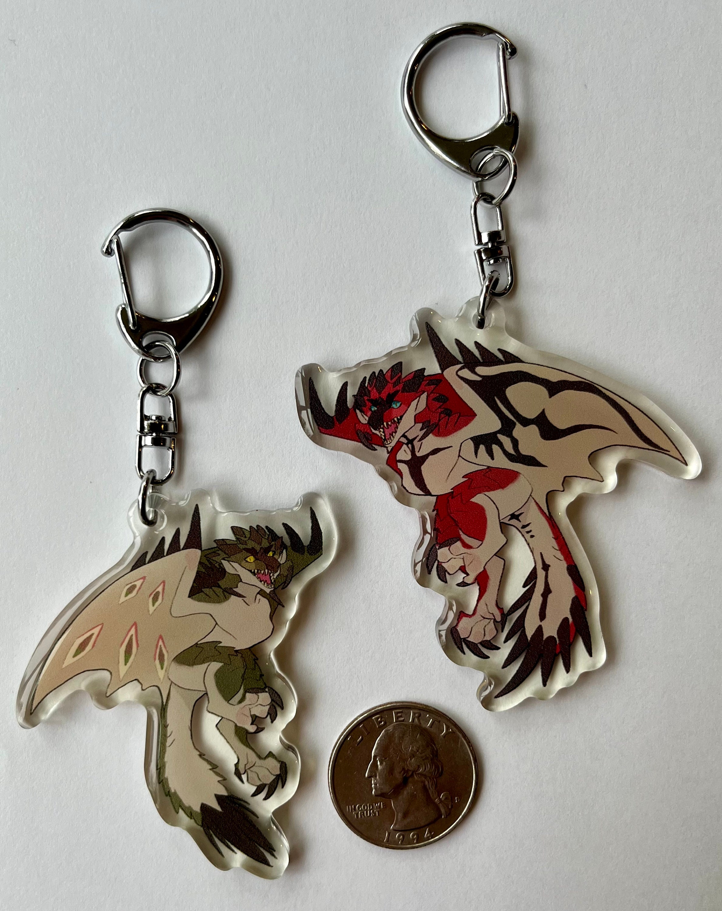 Monster Hunter Rathalos and Rathian Acrylic Keychains - Etsy