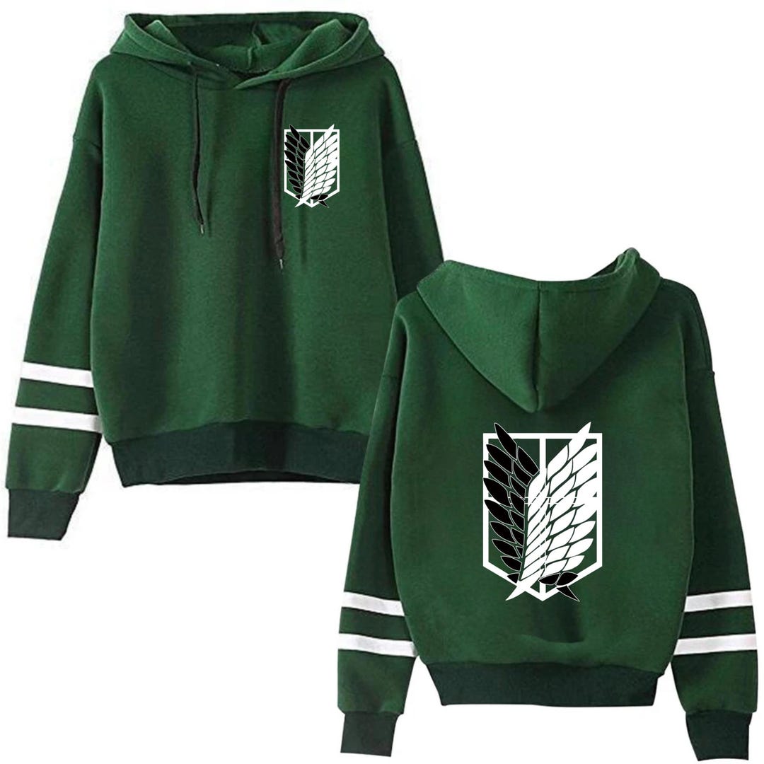 Attack on Titan Hoodie, Sweatshirt Striped, Y2K Harajuku Grunge Hoodie ...