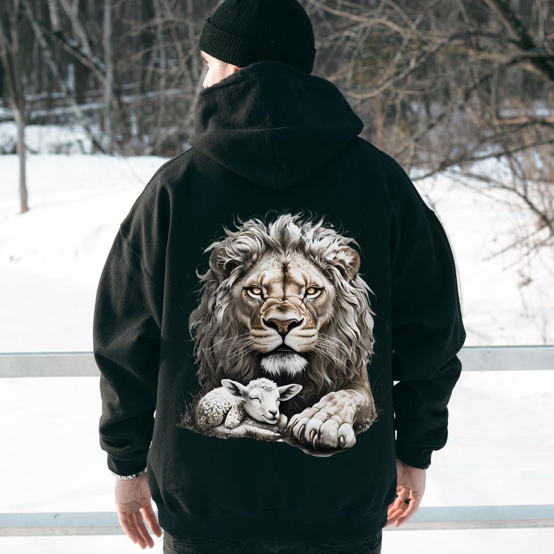 The Lion and the Lamb Hoodie, Faith Based Christian Sweatshirt ...