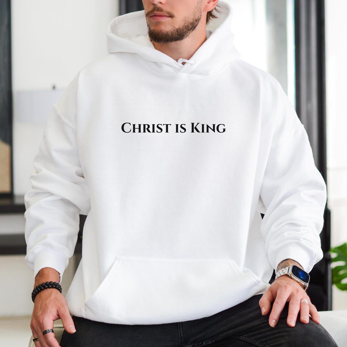 Jesus is King Hoodie - Christian Sweater, Oversized Godly Sweatshirt ...