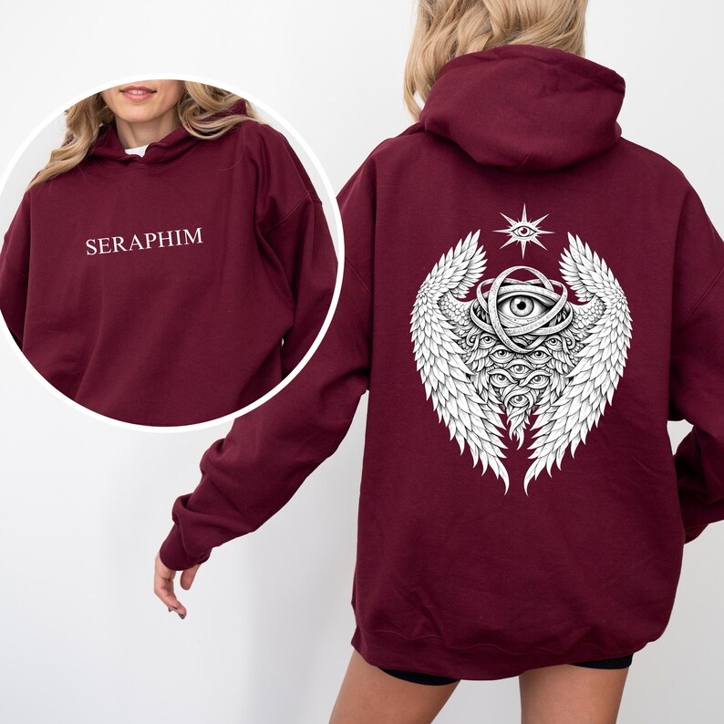 Vintage Seraphim Angel Unisex Hoodie, Godly Sweatshirt, Oversized ...