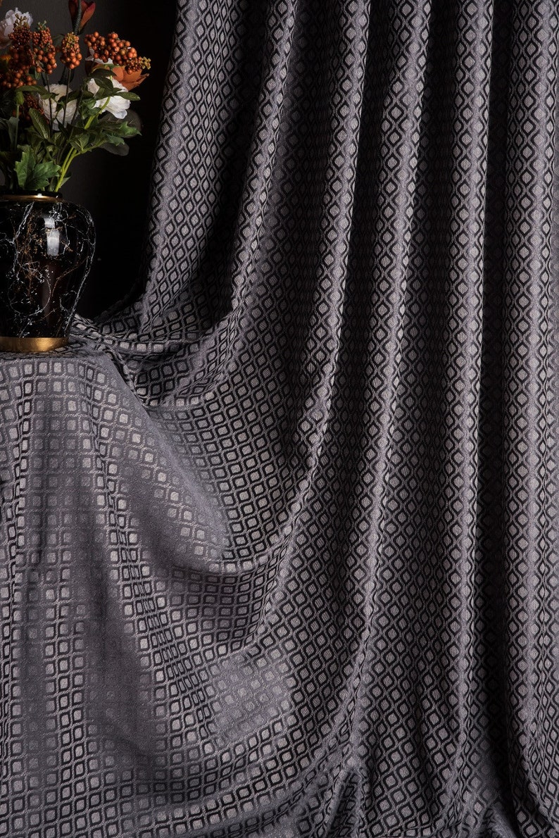 Luxury Gray Patterned Curtains for Home , Modern Brown Cream Black Gray ...