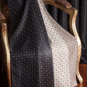 Luxury Black Gray Patterned Curtains for Home , Modern Brown Cream Gray ...
