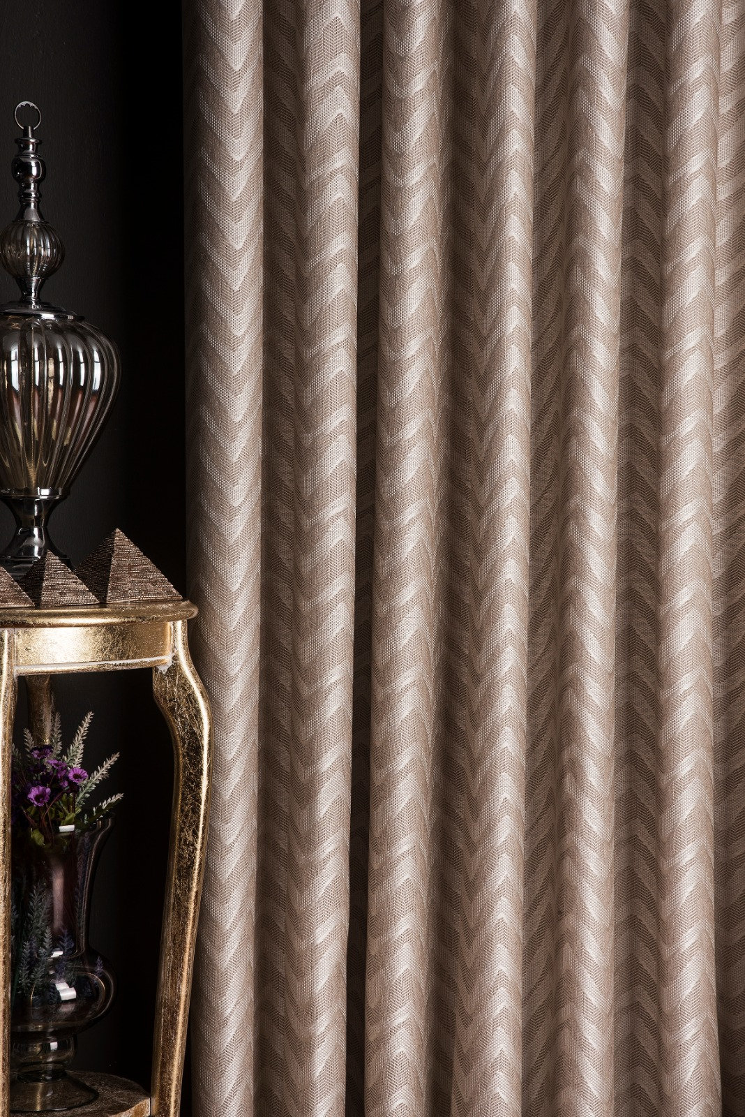 Modern Geometric Patterned Cream Curtains for Home , Luxury Brown Beige ...