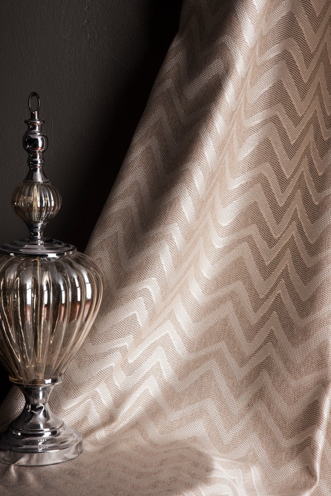 Modern Geometric Patterned Cream Curtains for Home , Luxury Brown Beige ...