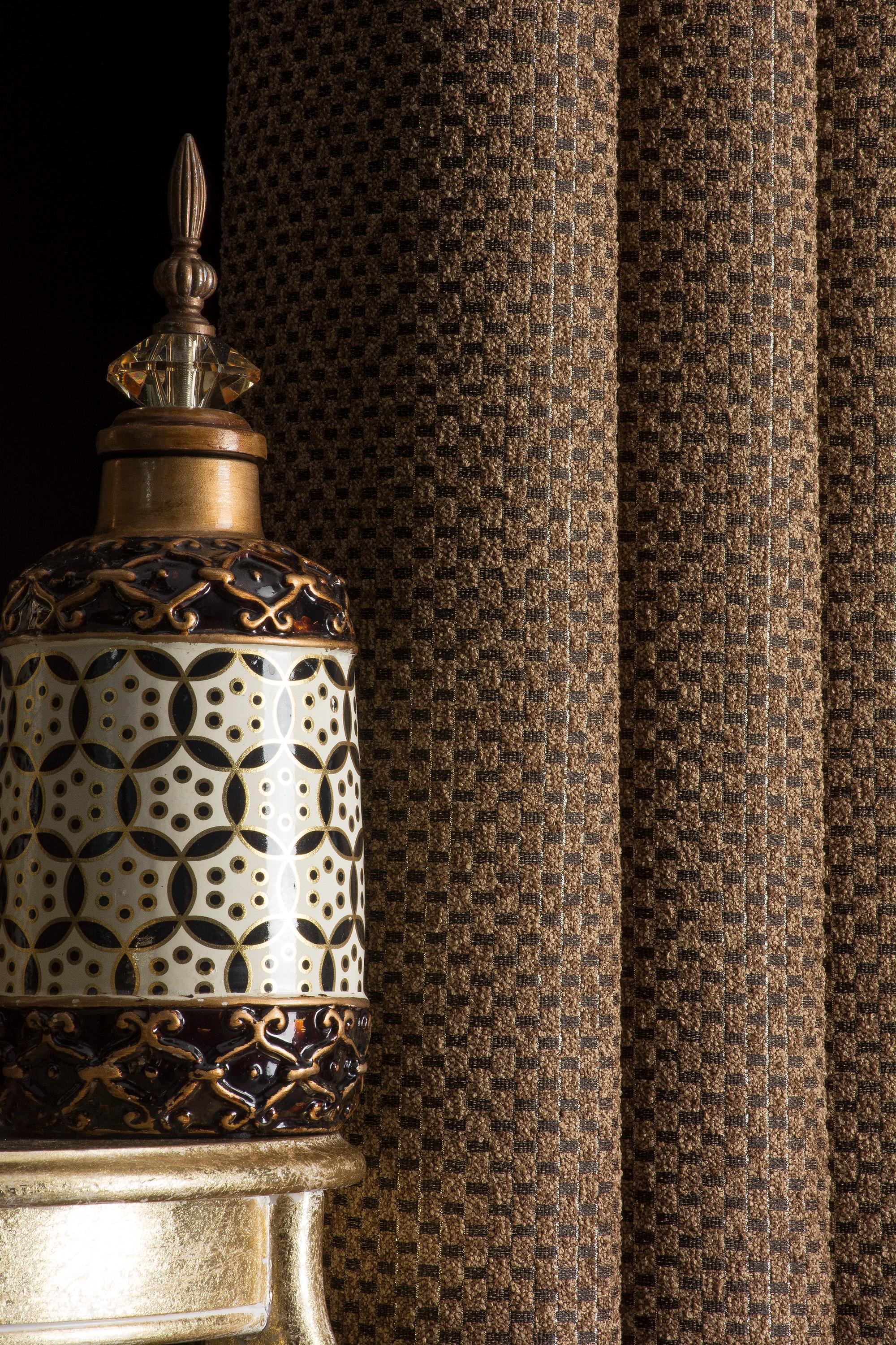 Luxury Brown Patterned Curtains With Gold Glitter: Custom Size Drape - Etsy