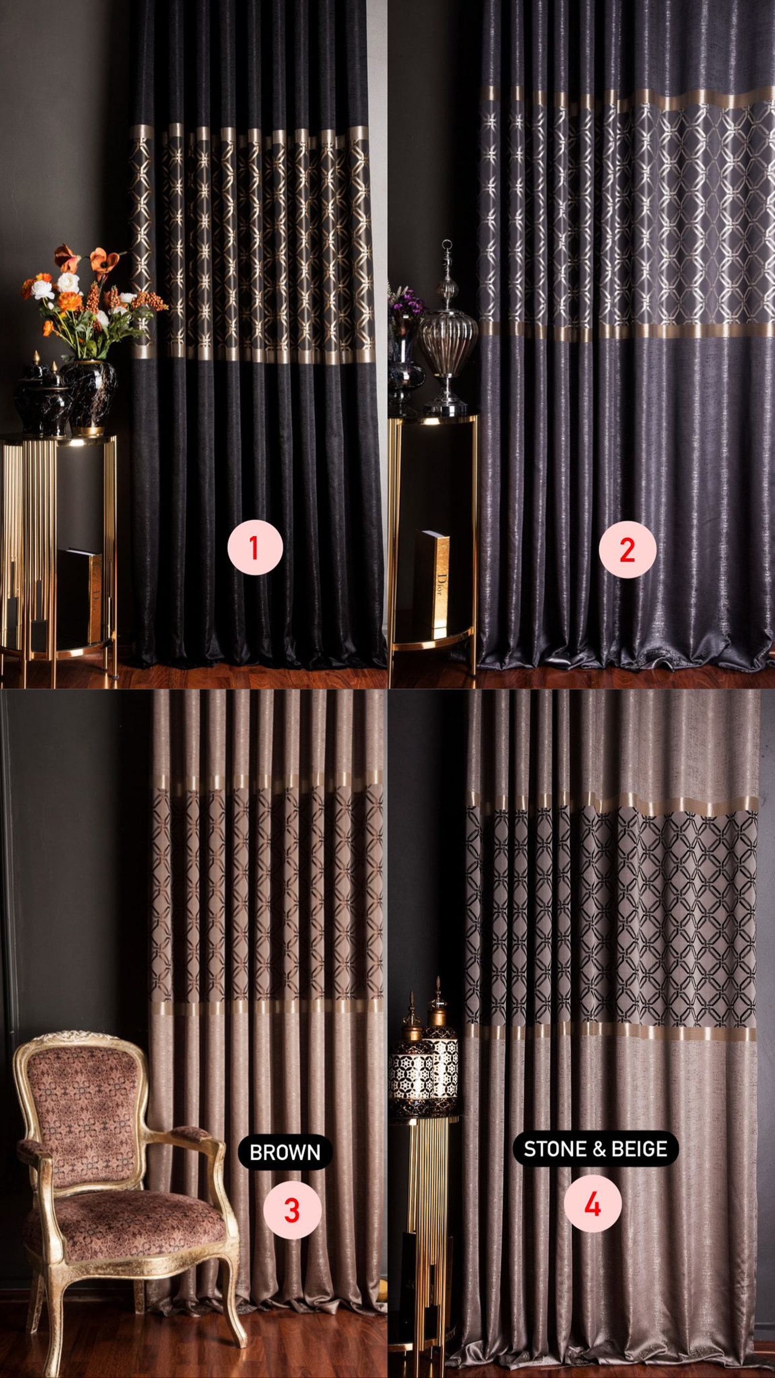 Turkish Brown Gold Curtains for Livingroom Bedroom Diningroom,luxury ...