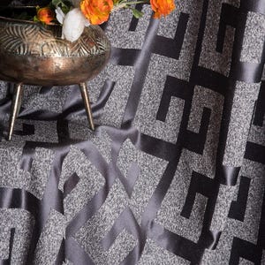 Luxury Patterned Gray Curtains , Custom Size Drape , Modern Livingroom ...