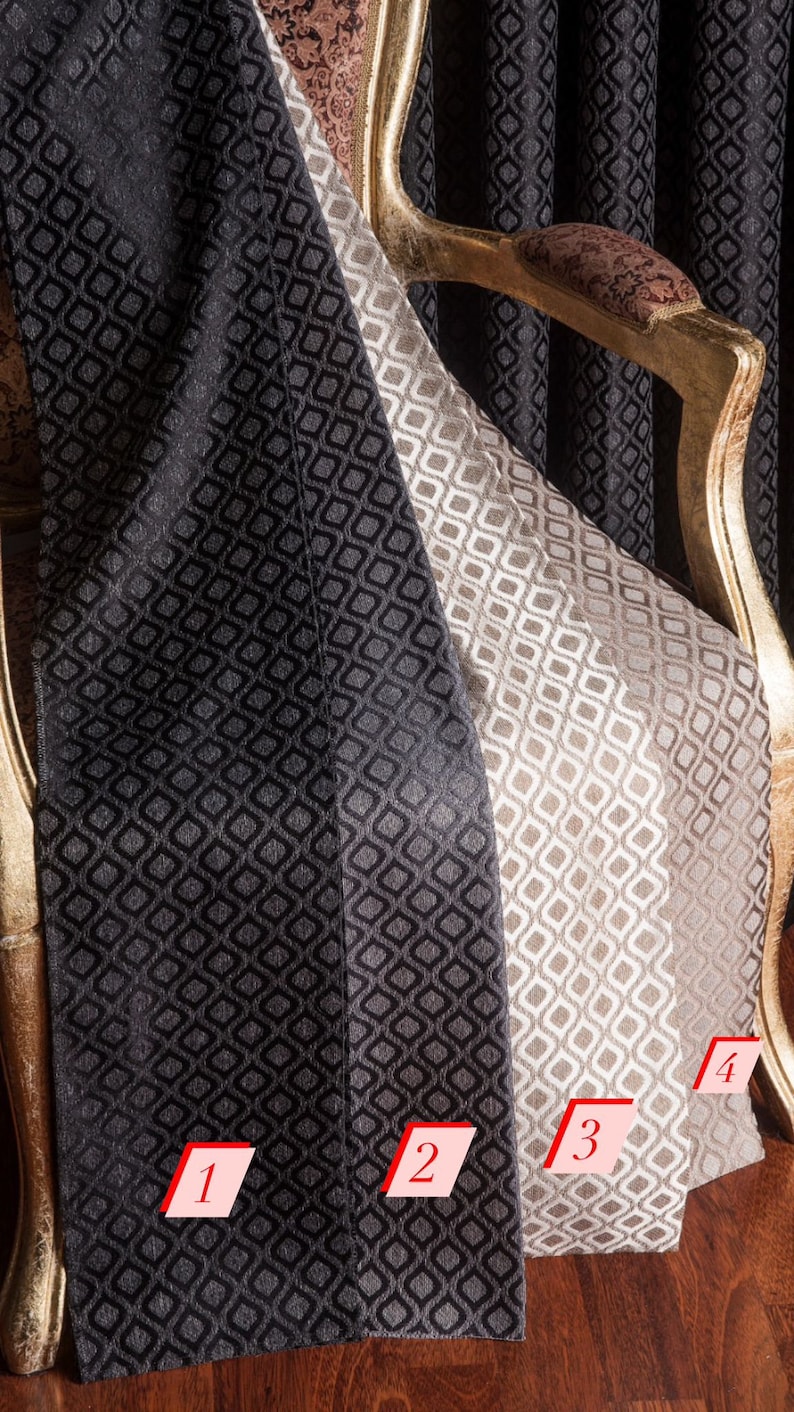 Luxury Gray Patterned Curtains for Home , Modern Brown Cream Black Gray ...